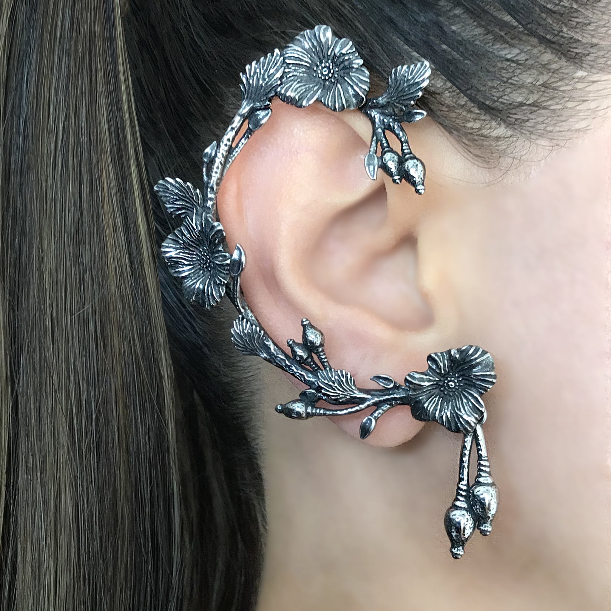 Flower ear cuff no piercing